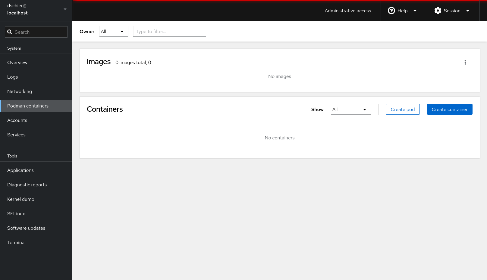 Podman - Web UI (via Cockpit)